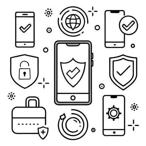 Mobile Security With Shield And Checkmarks Premium Ai Generated Vector