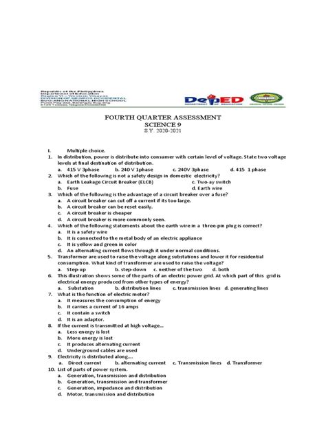 Q4 Grade 9 Science Exam Pdf Projectiles Temporal Rates