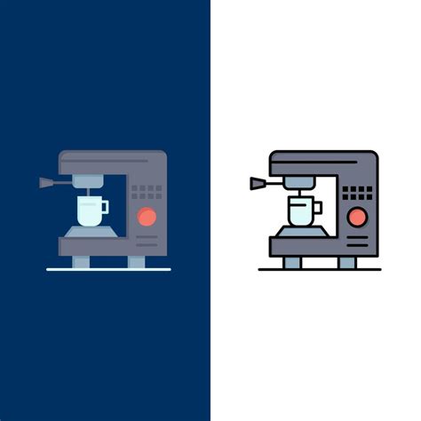 Coffee Electric Home Machine Icons Flat And Line Filled Icon Set Vector Blue Background 15532570