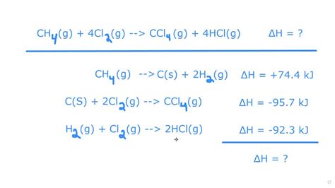 SOLVED: Calculate ΔHran for the reaction: CH4( g)+4 Cl2( g) CCl4( g)+4 HCl(g) Use the following ...