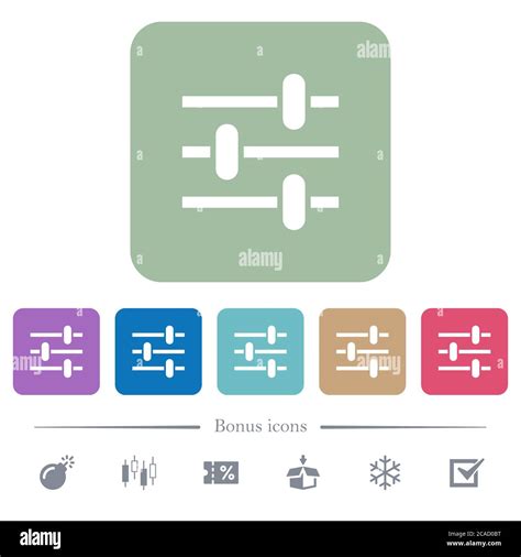 Adjustment White Flat Icons On Color Rounded Square Backgrounds 6