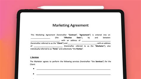 Marketing Agreement Template 100 Free Signhouse