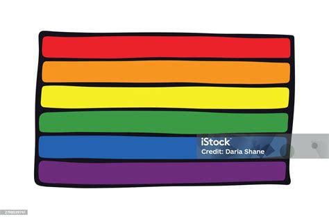 다채로운 게이 프라이드 플래그 해피 프라이드 데이 Lgbtq 커뮤니티 프라이드의 달 포스터 스티커 로고 카드에 대 한 벡터 손으로 그린 낙서 Lgbt 프라이드의 달에 대한
