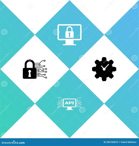 Set Cyber Security Computer Api Interface Lock On Monitor And Time