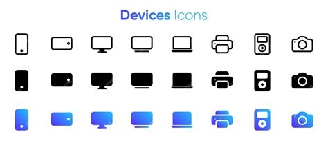 Premium Vector Devices Icon Set Of Phone Pc Tablet Laptop Computer Printer Music Player Camera