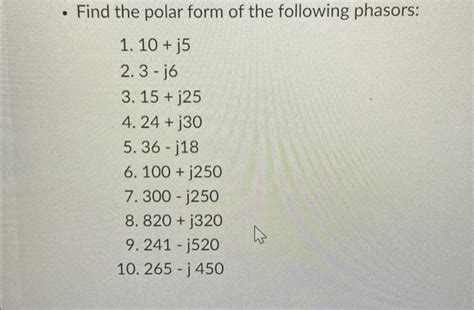 Solved Find The Polar Form Of The Following Phasors 1