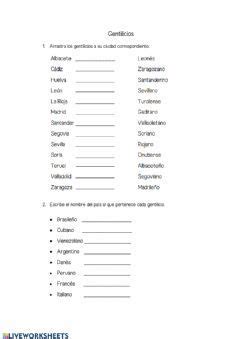 Gentilicios Idioma Español O Castellano Cursonivel 3º Asignatura