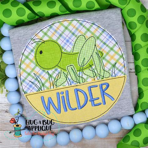 Grasshopper Split Circle Bean Stitch Applique Design Hug A Bug Applique