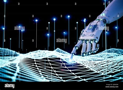 automation data analytic with 3d rendering ai robot with digital