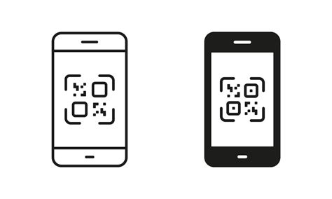 Scannen Qr Code Aan Smartphone Lijn En Silhouet Icoon Set Betaling Scanner In Mobiel Telefoon