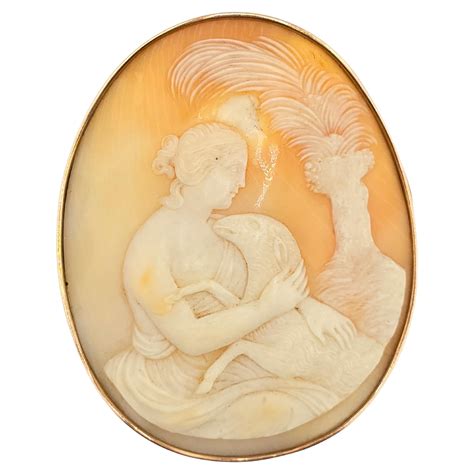 Exceptional Quality 14k Yellow Gold Cameo Brooch With Superb Carving
