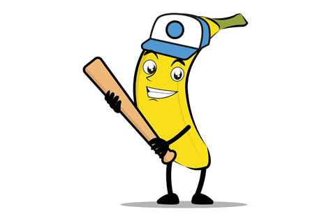 Banana Cartoon Mascot Or Character Holding A Baseball Bat As The Mascot