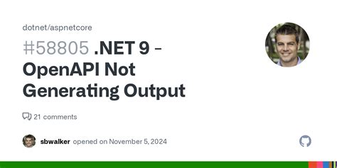 Net 9 Openapi Not Generating Output · Issue 58805 · Dotnetaspnetcore · Github