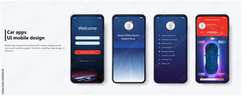 Clean Mobile UI Design Concept Car Servicing Mobile App UI UX GUI Kit Including Sign In Sign