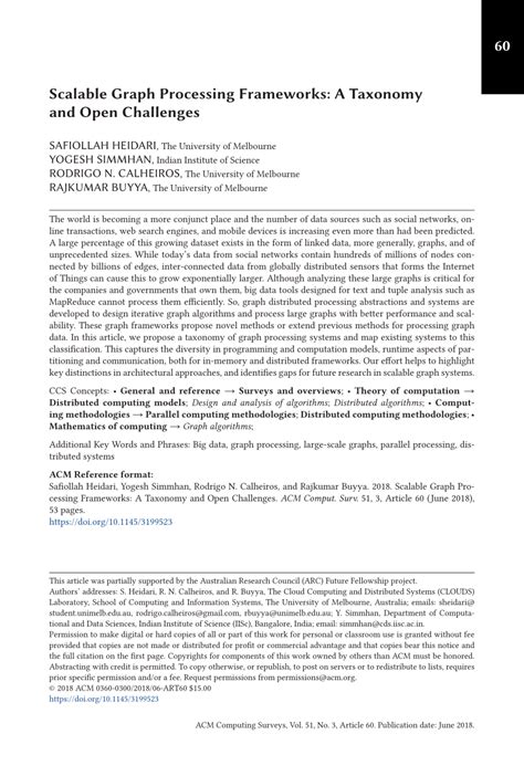 Pdf Scalable Graph Processing Frameworks A Taxonomy And Open Challenges