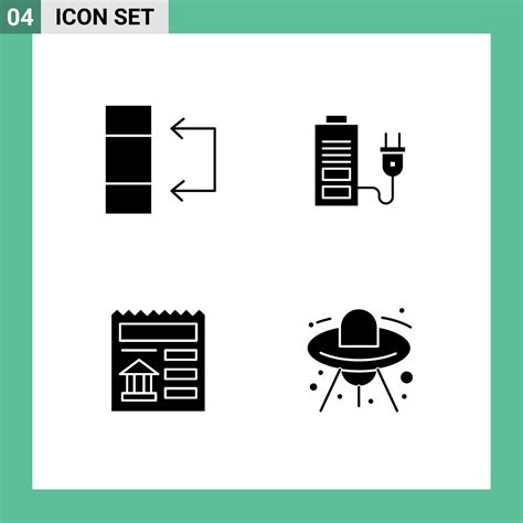 Set Of 4 Modern Ui Icons Symbols Signs For Data Ui Acumulator Plug