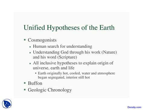 Unified Hypotheses Environmental Geology Lecture Slides Docsity