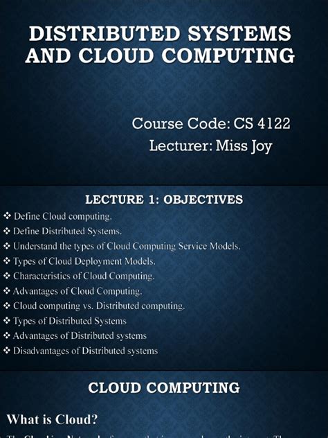 Distributed Systems And Cloud Computing Lecture 1 Updated Pdf