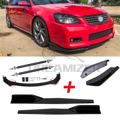 Carbon Fiber Front Bumper Spoiler Body Kitside Skirt Rear Lip For