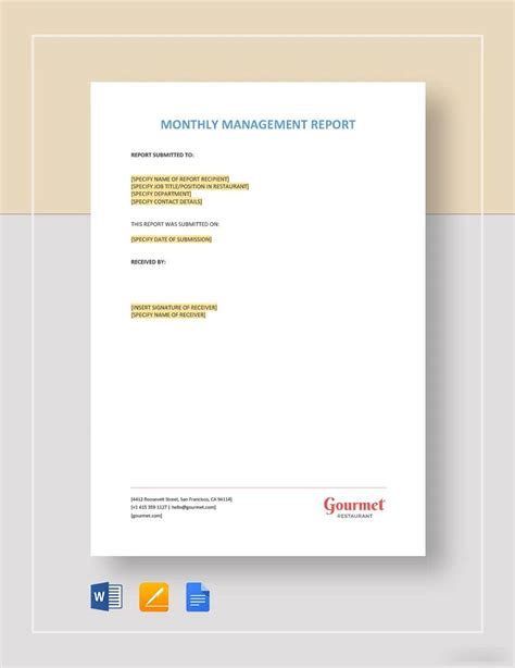 Monthly Management Report Template In Word Pages Google Docs Download Template Net