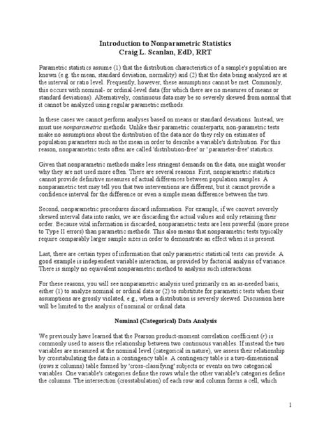 Introduction To Nonparametric Statistics Craig L Scanlan Edd Rrt