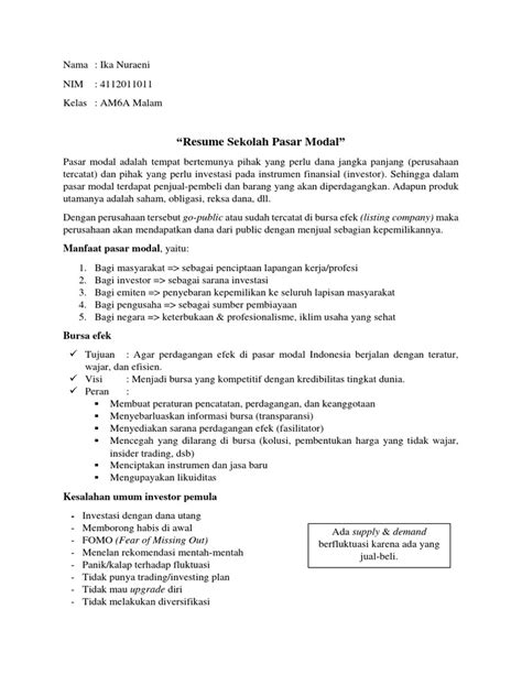 Resume Sekolah Pasar Modal Pdf