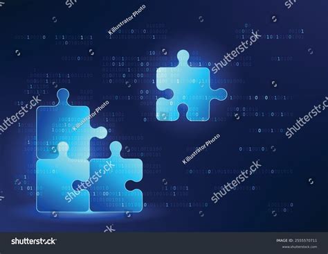 Numerical Code Jigsaw Technology Represents Development Stock Vector