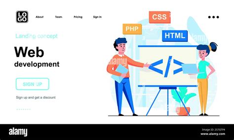 web development web concept team of programmers coding code work with