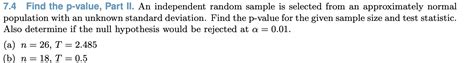 Solved 7 4 Find The P Value Part II An Independent Chegg Com