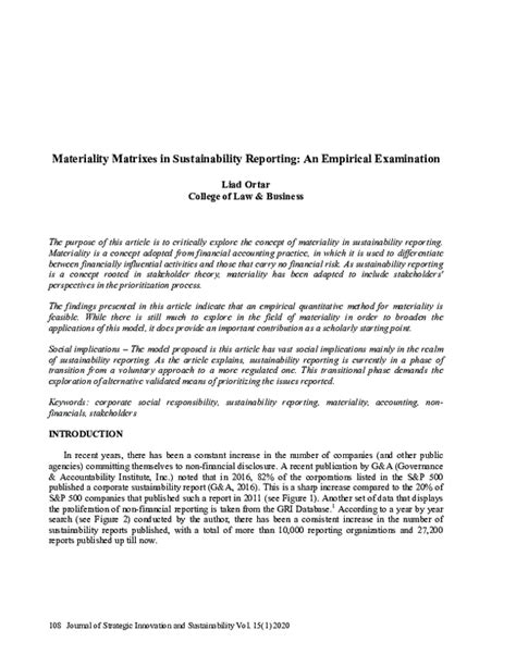 Pdf Materiality Matrixes In Sustainability Reporting An Empirical Examination