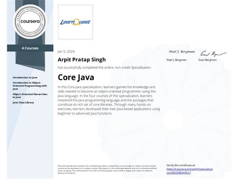 Arpit Singh on LinkedIn: I'm glad to share that I've completed a Java specialisation course on…