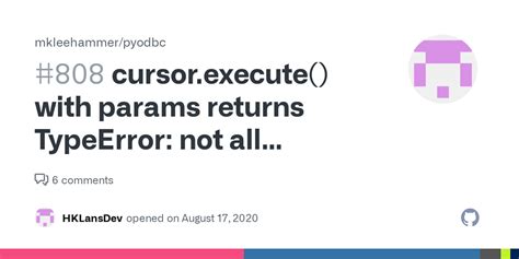 Cursorexecute With Params Returns Typeerror Not All Arguments