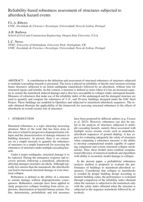 Pdf Reliability Based Robustness Assessment Of Structures Subjected