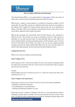 How To Configure Pbr Policy Based Routing PDF