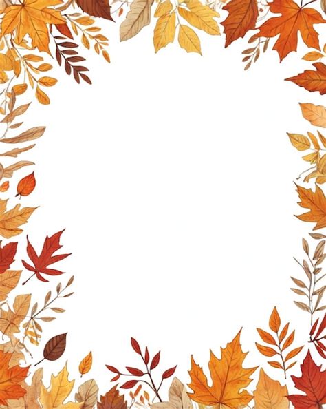 A Frame Of Autumn Leaves With A White Background Premium Ai Generated