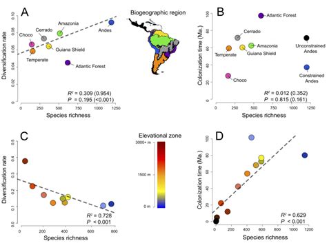 Results For Tests Of The Time For Speciation And Diversification Rate
