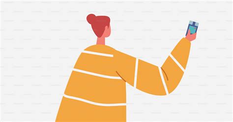 기자 여성 캐릭터는 흰색 배경에 고립된 딕터폰 뒷모습으로 서 있다 여성 인터뷰 방문 기자 회견 또는 브리핑은 보도를합니다 만화 사람들 벡터 일러스트레이션 벡터