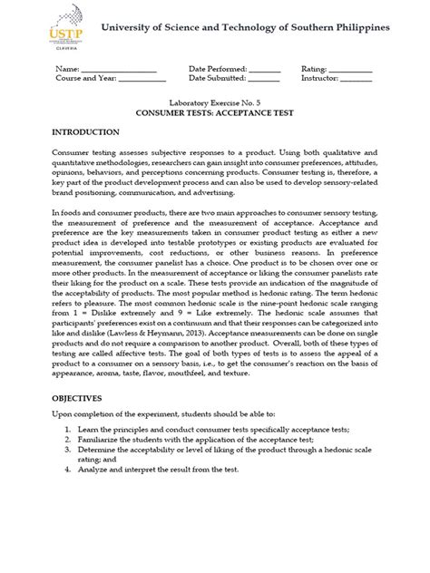 Laboratory Exercise 5 Pdf Hedonism Consumer Behaviour