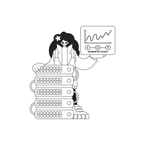 Premium Vector Girl With Cloud Server For Iot Linear Vector Design