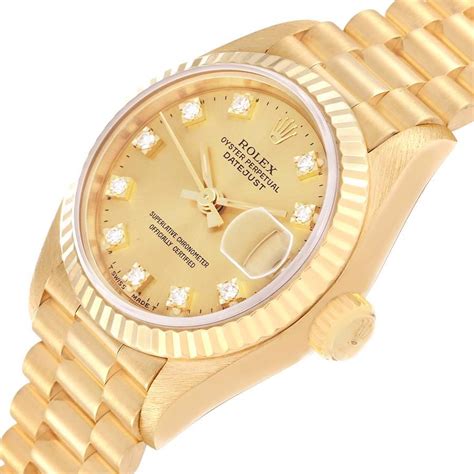 Rolex Datejust President Yellow Gold Diamond Dial Ladies Watch 69178