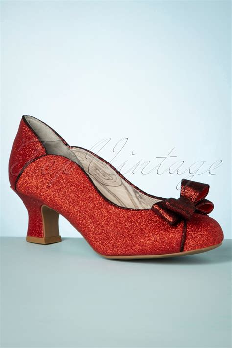 Ruby Shoo 50s Robyn Pumps In Red Glitter Shop At Topvintage