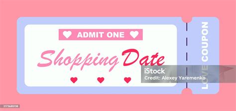 사랑 쿠폰 개념입니다 쇼핑 일 비문 로맨틱한 선물 및 선물 발렌타인 데이 또는 기념일 남자 친구 또는 여자 친구를위한 놀라움 평면 벡터 일러스트 레이 션 공휴일에 대한 스톡