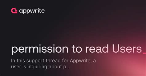Permission To Read Users Threads Appwrite