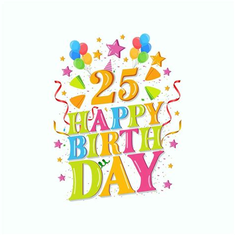 25th Happy Birthday Logo With Balloons Vector Illustration Design For
