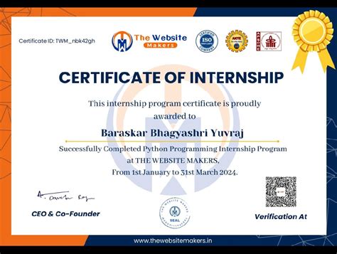 Bhagyashri Baraskar On Linkedin Python Internship Thewebsitemakers Techskills