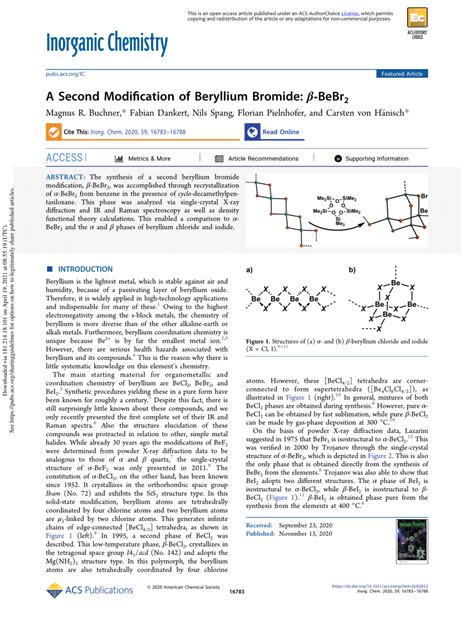 Pdf A Second Modification Of Beryllium Bromide β Bebr 2