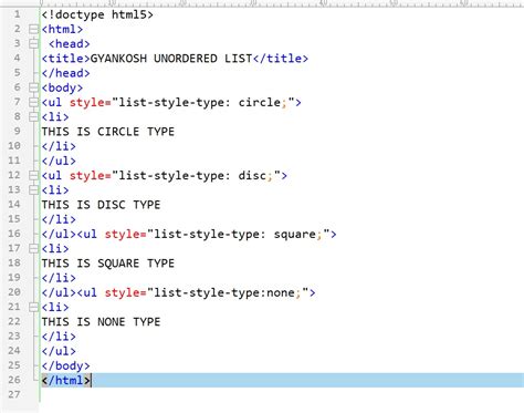 Create And Use Unordered List In Html