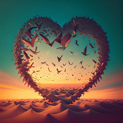 Fly Birds In Heart Shape Generative Ai Stock Illustration Illustration Of Valentines Birds