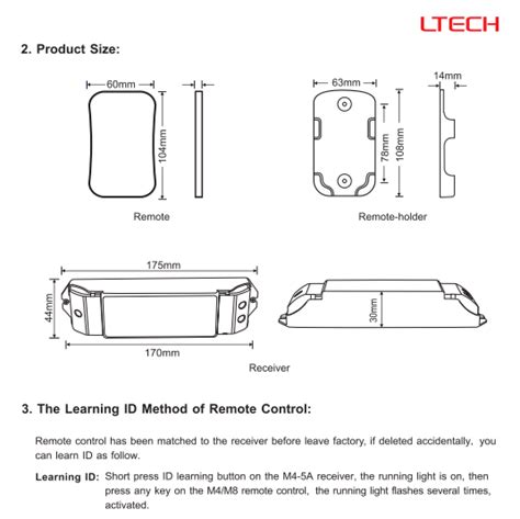 M M Remote M A CV Receiver LTECH MINI Constant Voltage CCT LED Controller