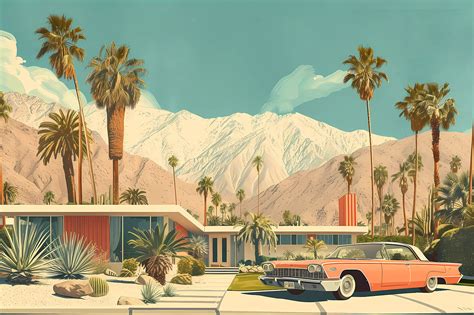 Vintage Palm Springs Cliche Art Print Mightyinkstudio